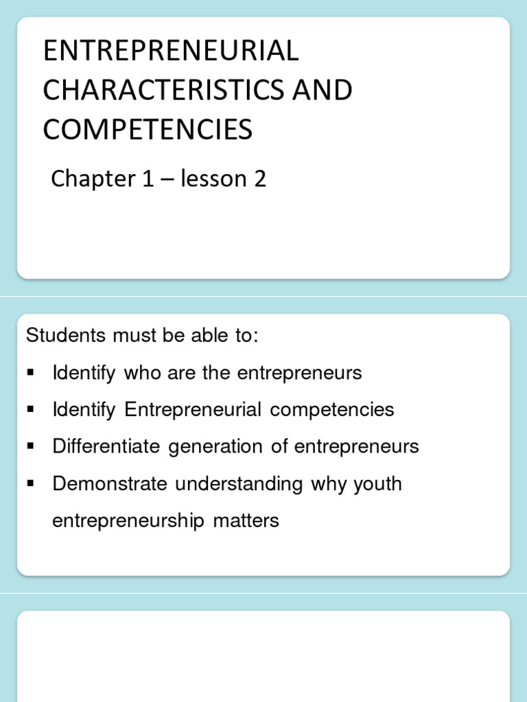 Chpter 1 Entrepreneurship - LESSON 2 | PDF | Entrepreneurship | Leadership