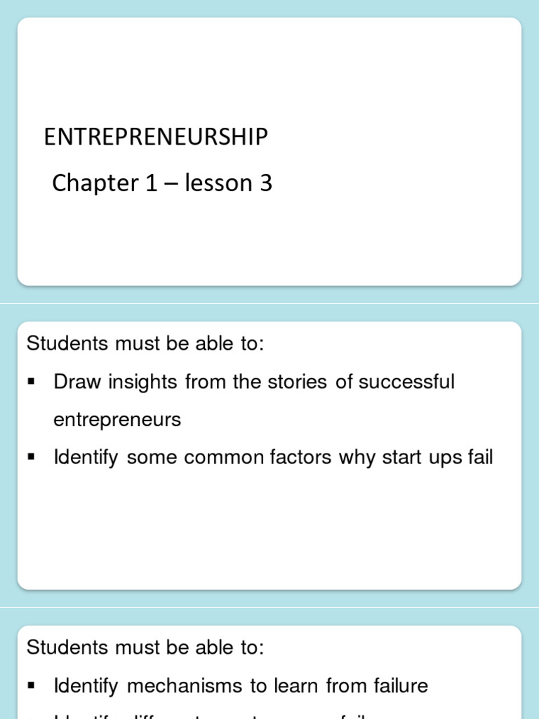 Chpter 1 Entrepreneurship - LESSON 3 | PDF | Startup Company | Small ...