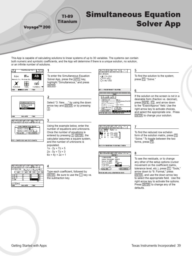 GSW - Apps31 - Simultaneous Equation Solver App | PDF | Equations ...