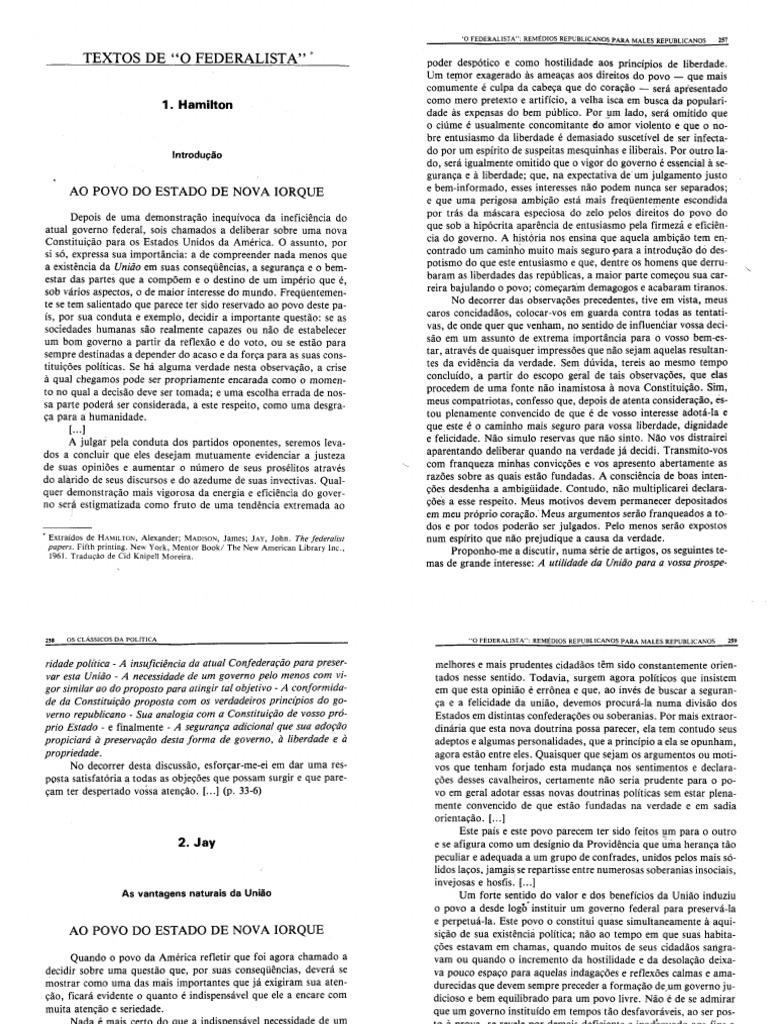 MADISON HAMILTON O-Federalista | PDF