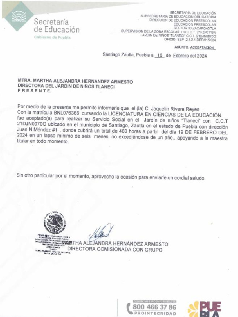 Carta de Acceptacion Jaquelin | PDF