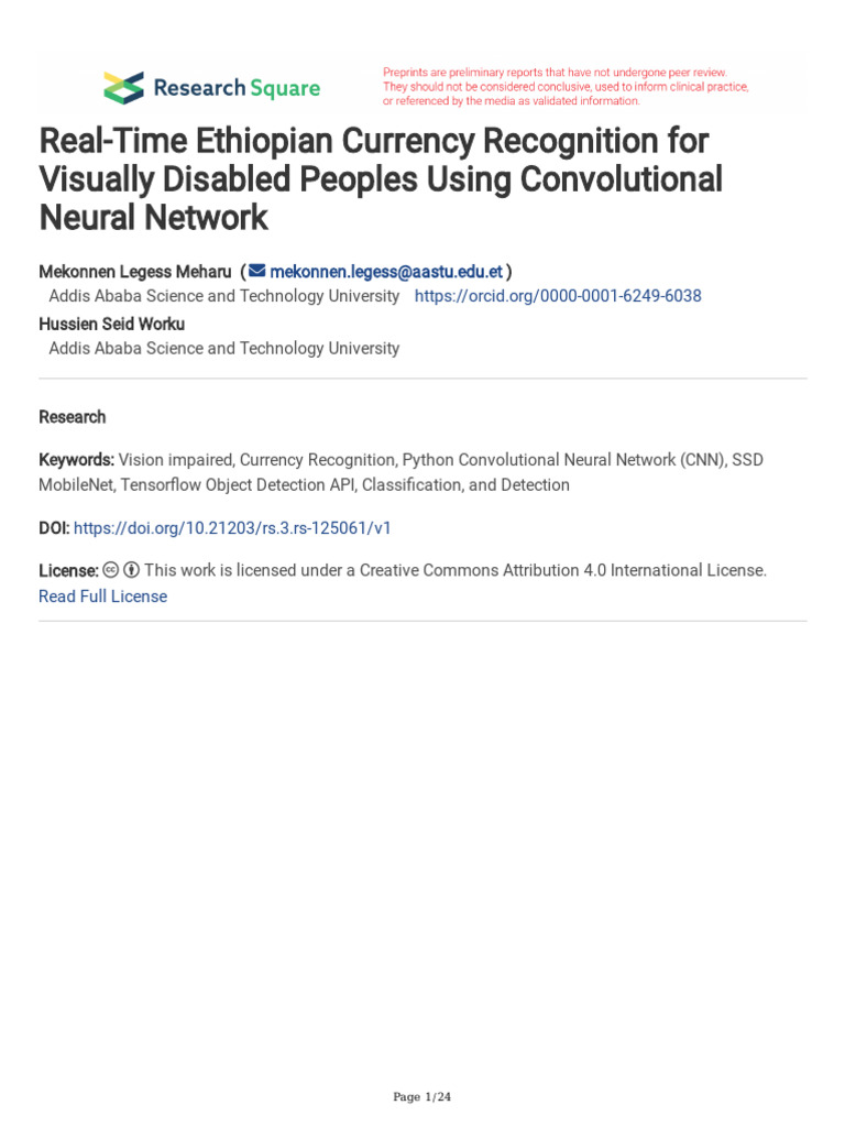 Real-Time Ethiopian Currency Recognition For Visua | PDF | Computing