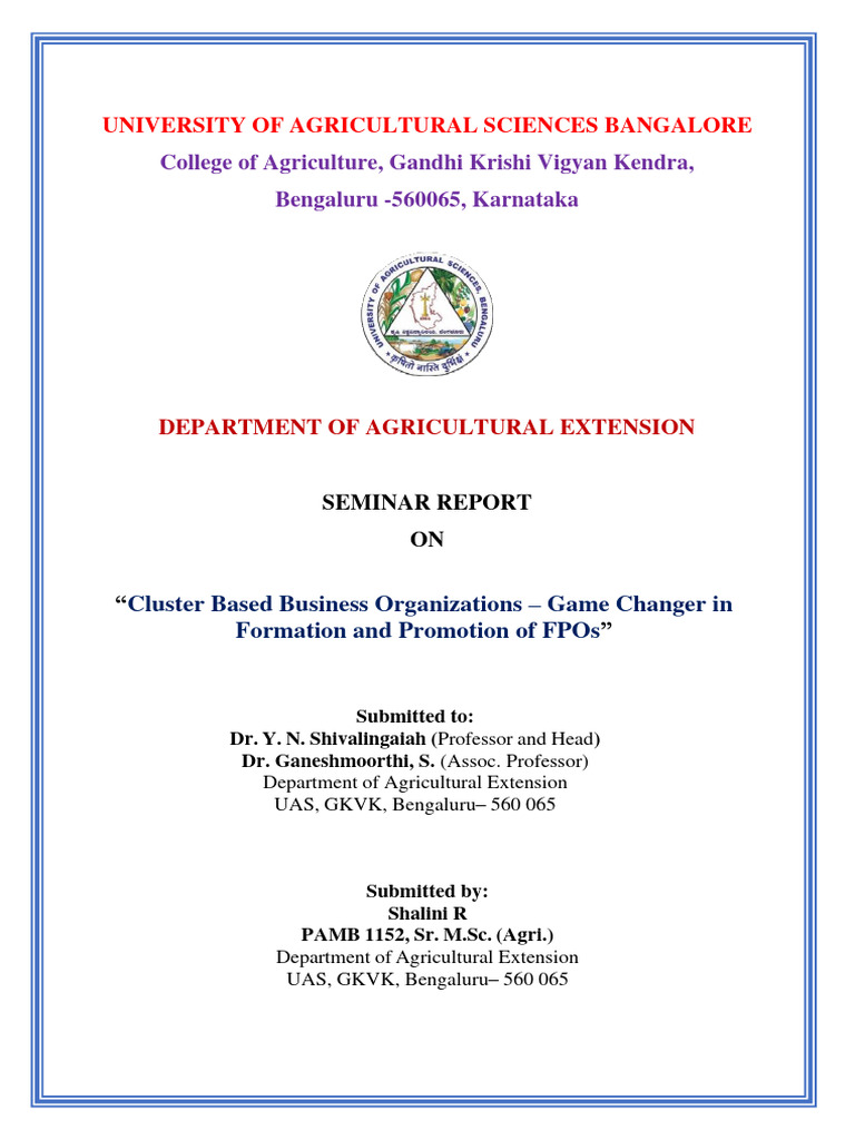 Seminar Report | PDF | Cooperative | Agriculture