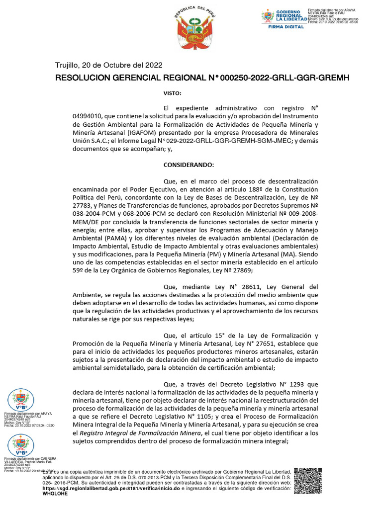 RGR #250-2022-Grll-Ggr-Gremh | PDF | Minería | Justicia