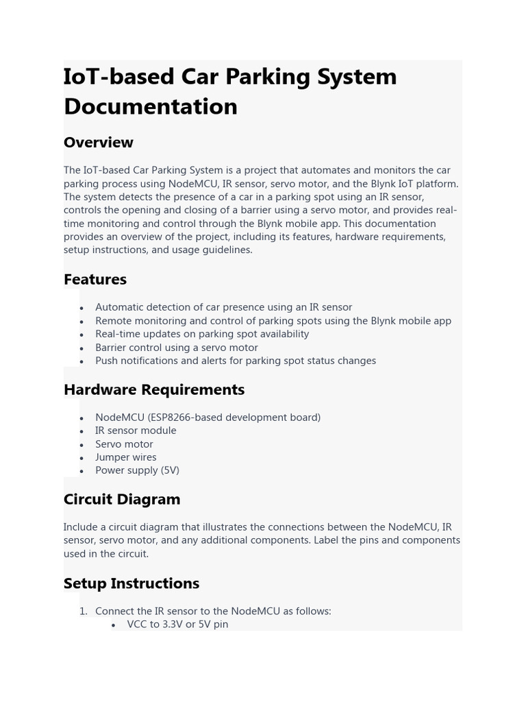 IoT Based Car Parking System Documentation | PDF | Internet Of Things ...