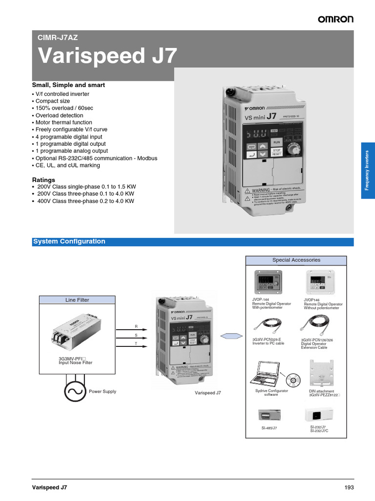 I19E EN 01+varispeed J7+Datasheet | PDF | Power Inverter | Power Supply