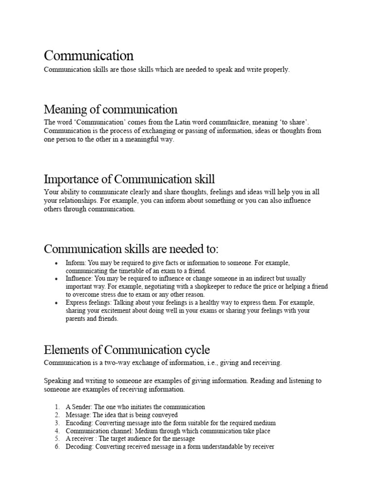 Meaning of Communication | PDF | Communication | Nonverbal Communication
