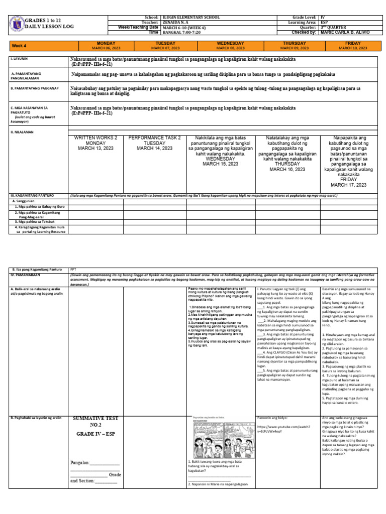 DLL - Esp 4 - Q3 - W4 | PDF