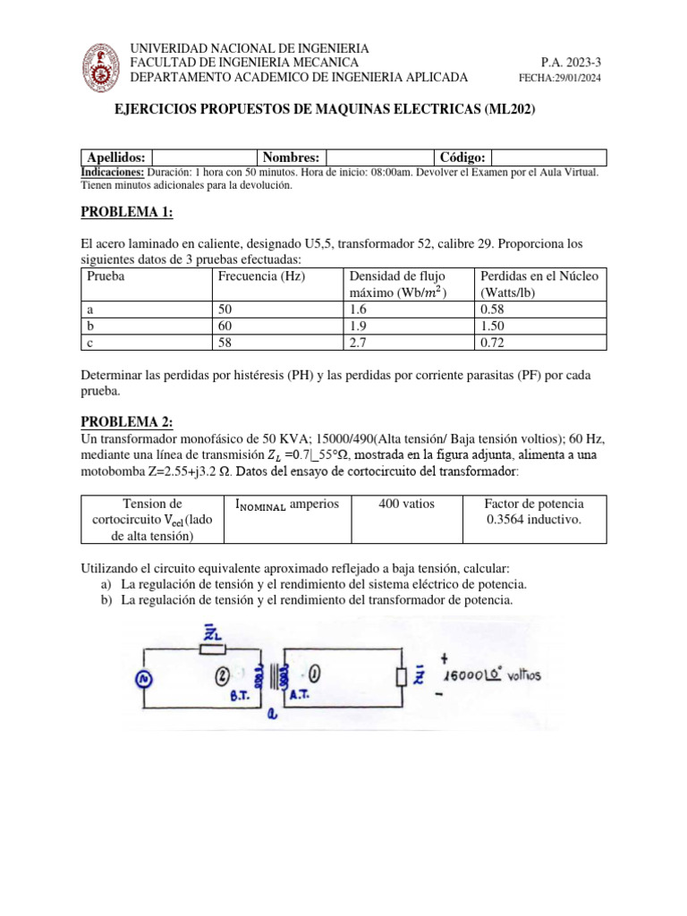 Ejercicios Propuestos | PDF | Transformador | Energia electrica