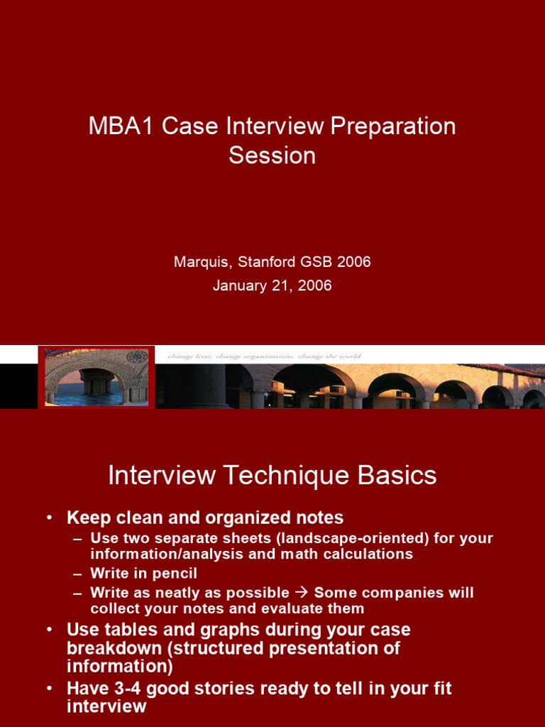 MBA1 Case Interview Prep Slides | PDF | Sales | Marketing