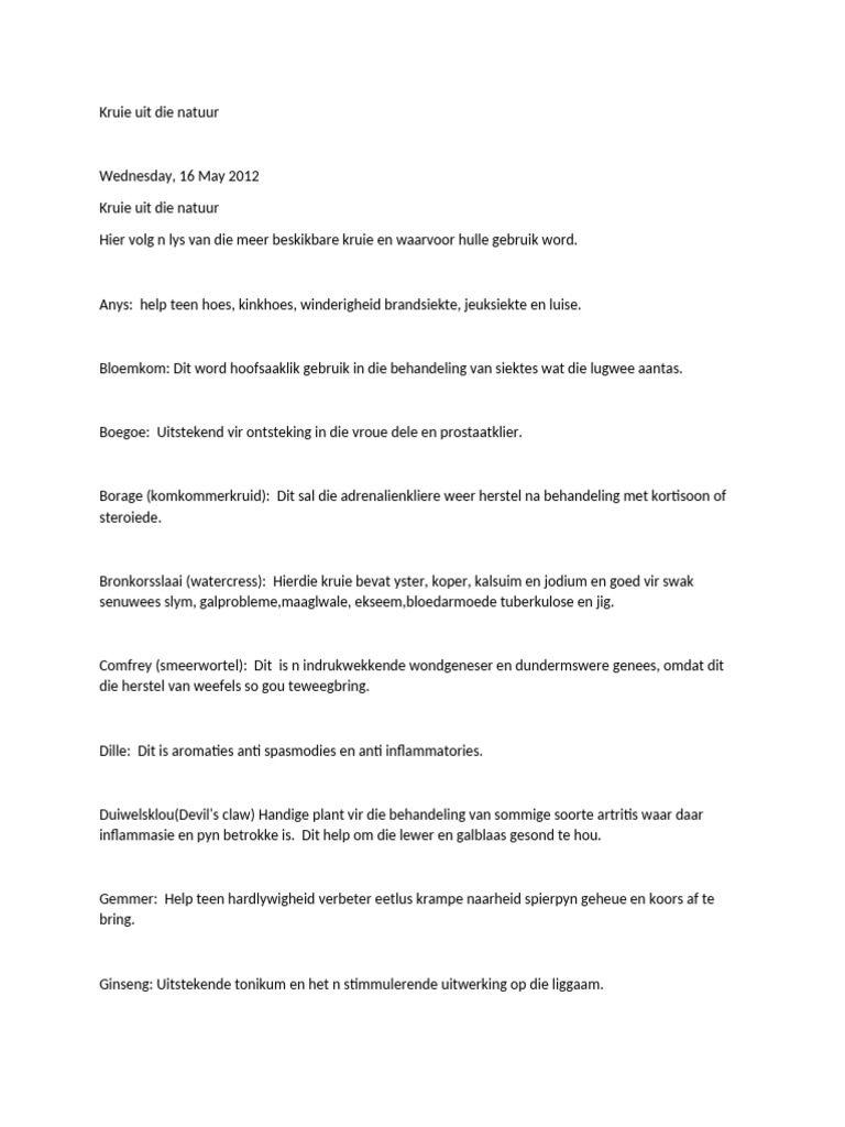 Kruie in Die Natuur | PDF