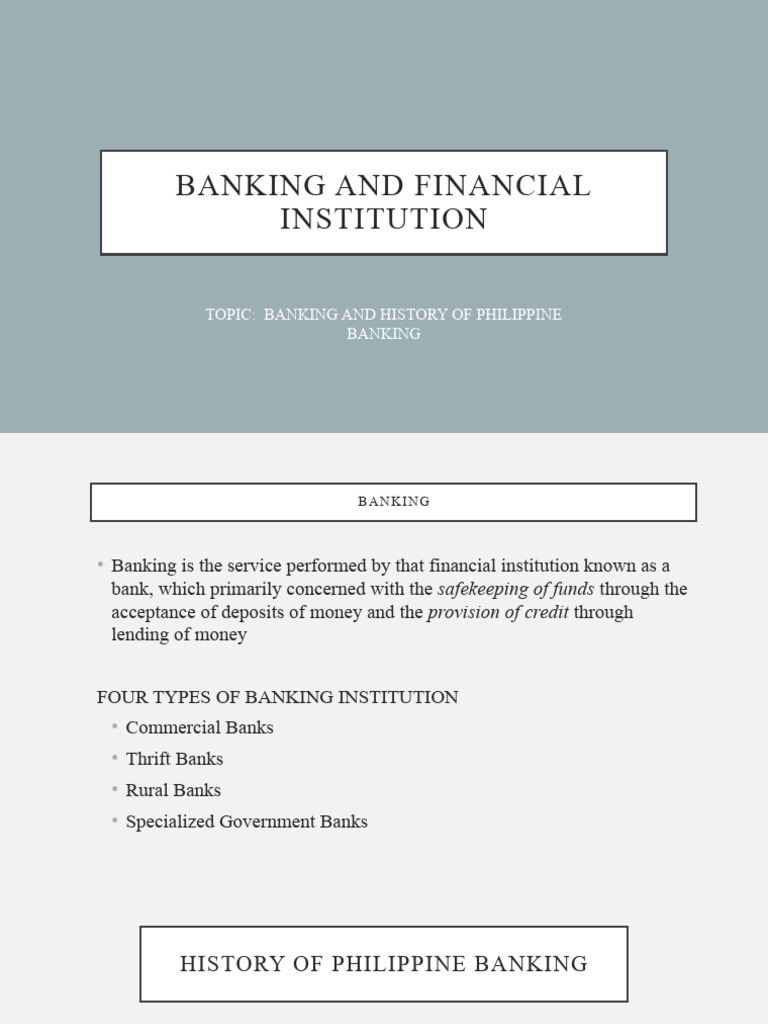 Banking and Financial Institution | PDF | Banks | Savings And Loan ...