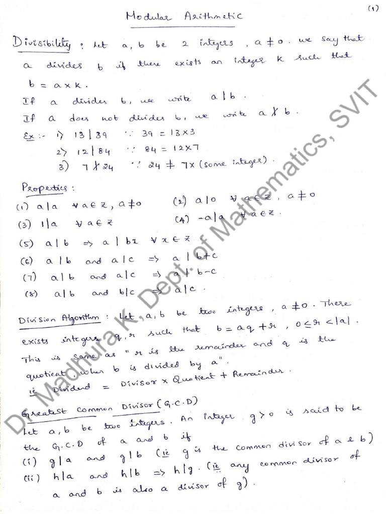 Module 4 - Modular Arithmetic | PDF Module 4 - Modular Arithmetic | PDF