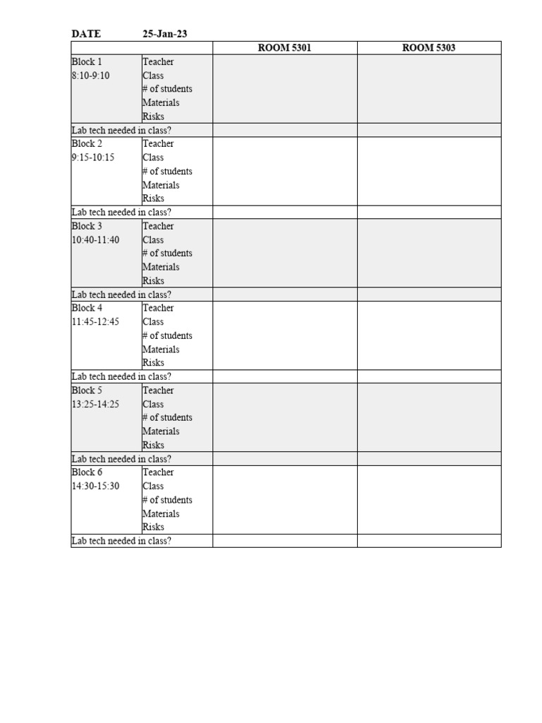 Science Lab Request Form | PDF