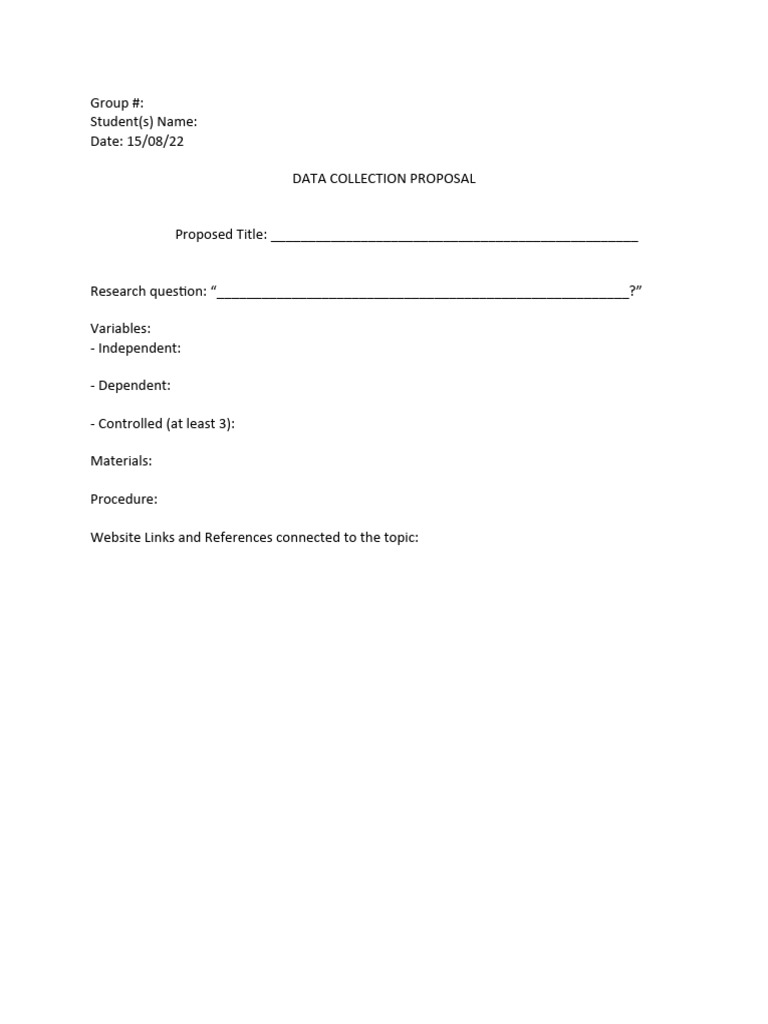 11 DP Bio Data Collection Proposal | PDF