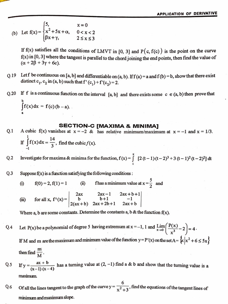 Application of Derivative Sheet Part (B) | Download Free PDF | Monotonic Function | Mathematical ...