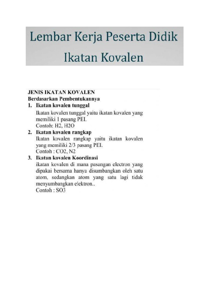 LKPD Ikatan Kovalen | PDF