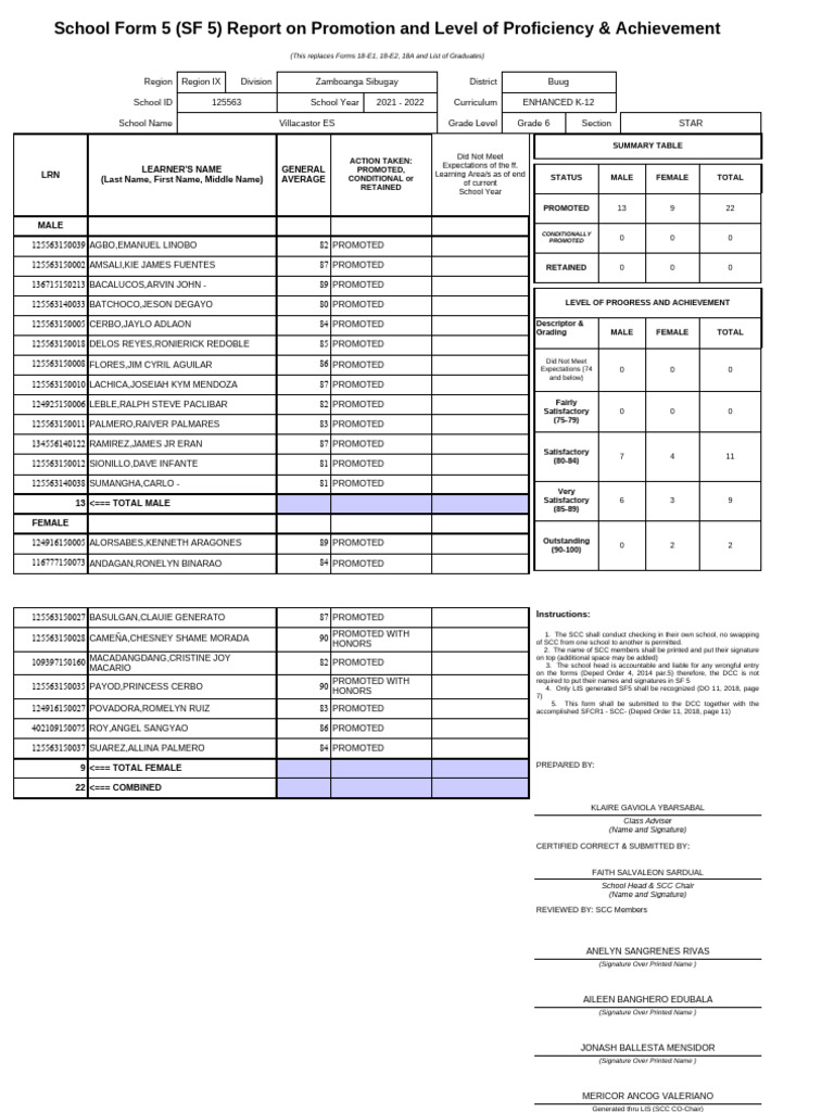 Sf5 - 2021 - Grade 6 - Star | PDF