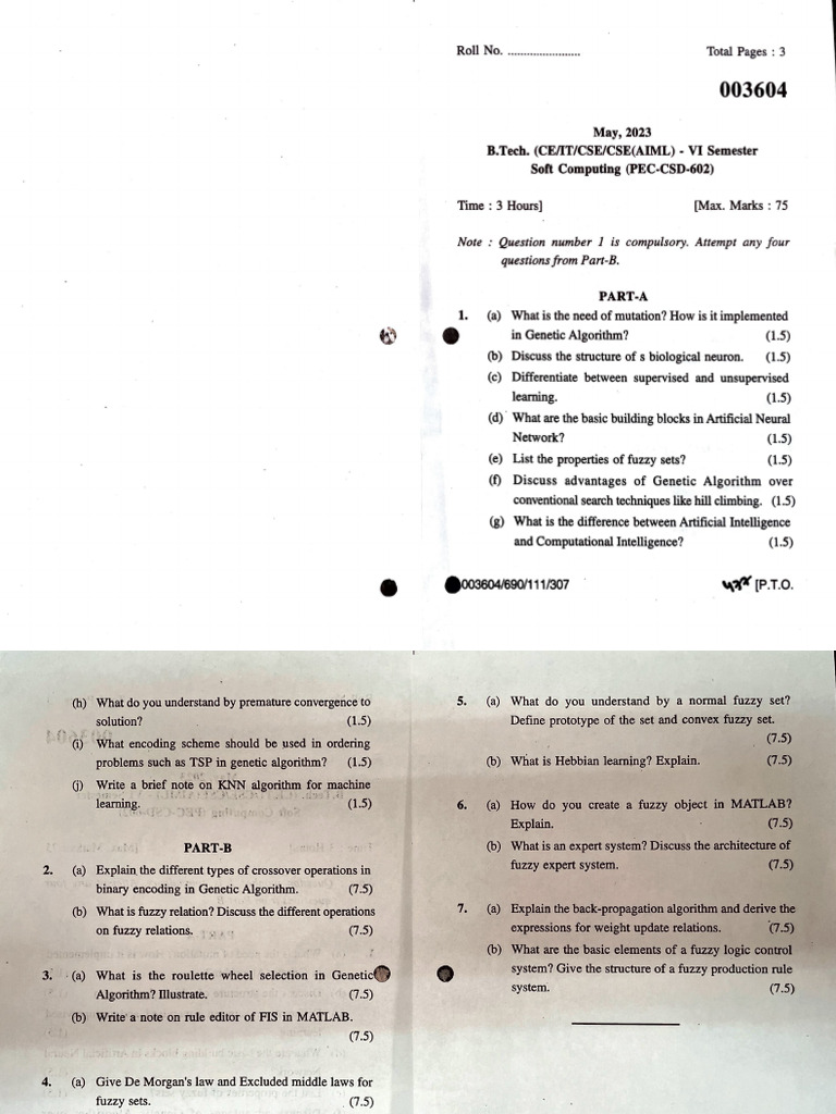 May, 2023 B.Tech. (CE/IT/CSE/CSE (AIML) - VI Semester Soft Computing ...