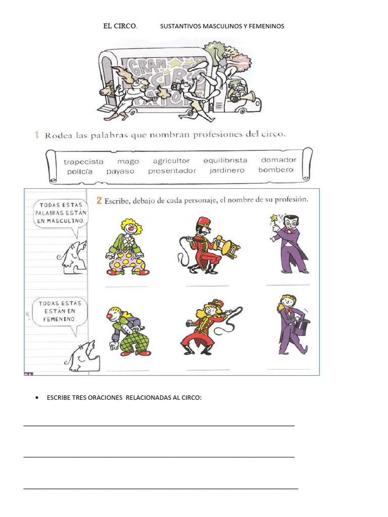 Oraciones y Sustantivos del Circo | PDF