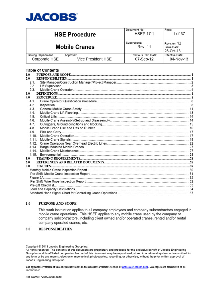 HSEP17-01 Mobile Cranes - Rev12 | Download Free PDF | Crane (Machine) | Elevator