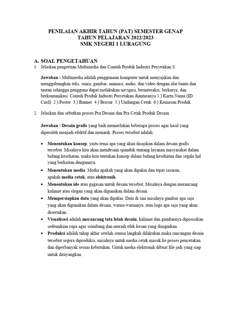 Soal Pengetahuan DGP PAT | PDF