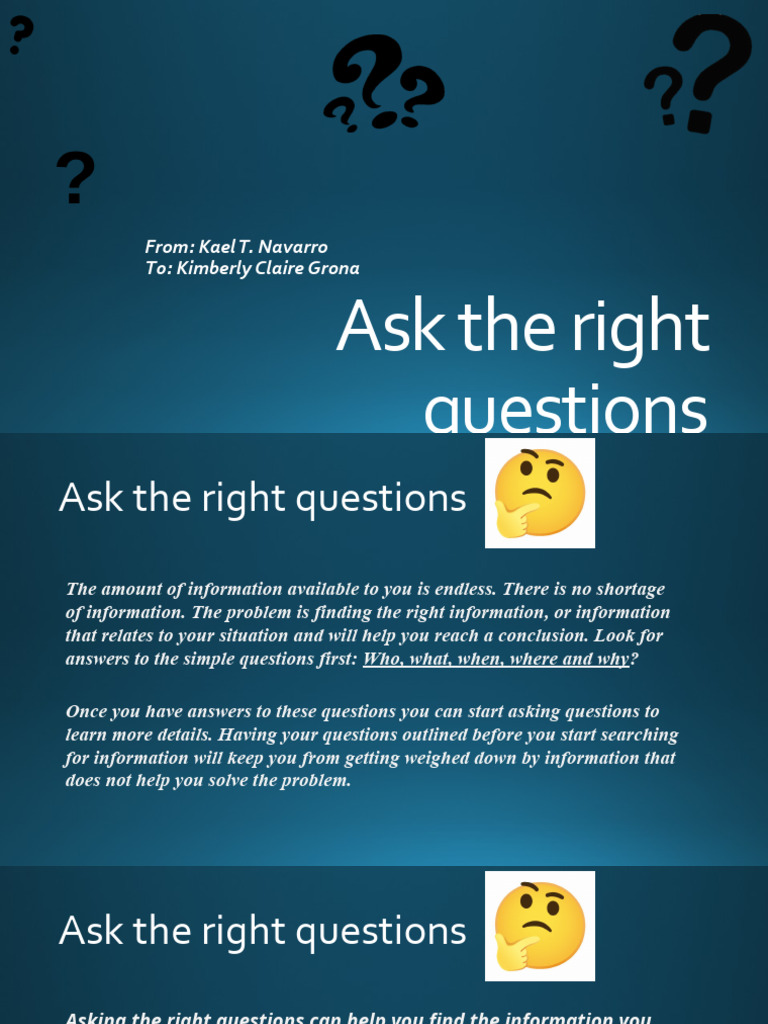 Asking The Right Question | PDF | Communication | Learning