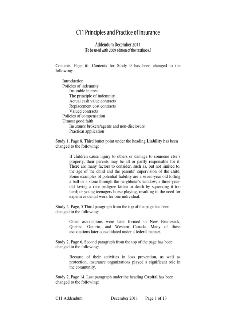 C11 Principles and Practices Insurance Institute | PDF | Insurance ...