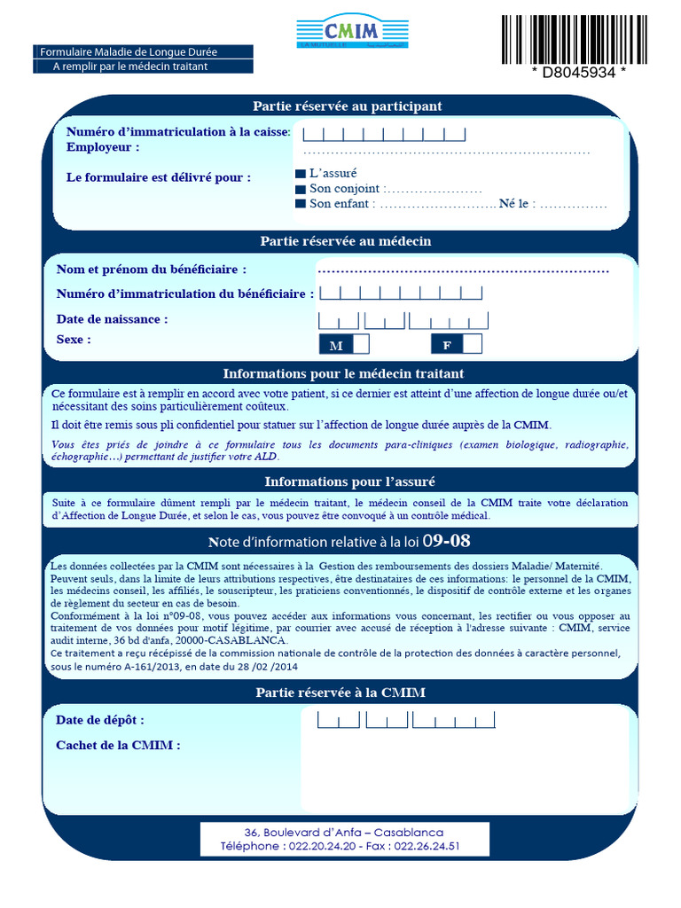 Formulaire CMIM pour ALD | PDF | Médecin | Sciences de la santé