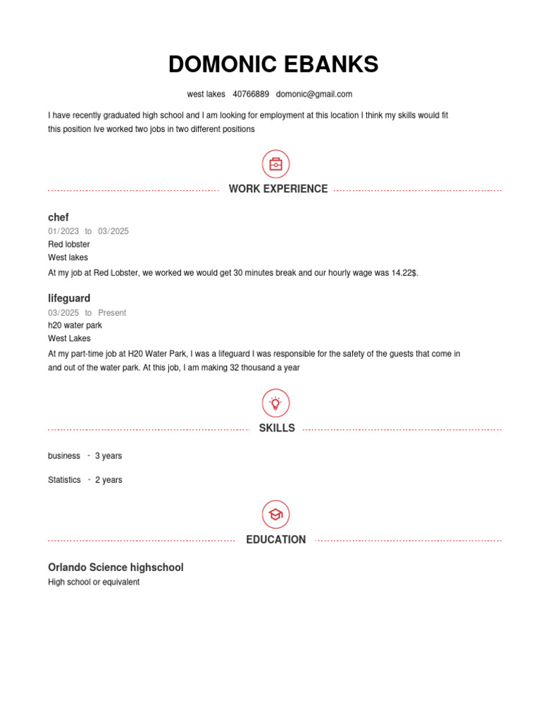 Domonic Ebanks: Work Experience | PDF