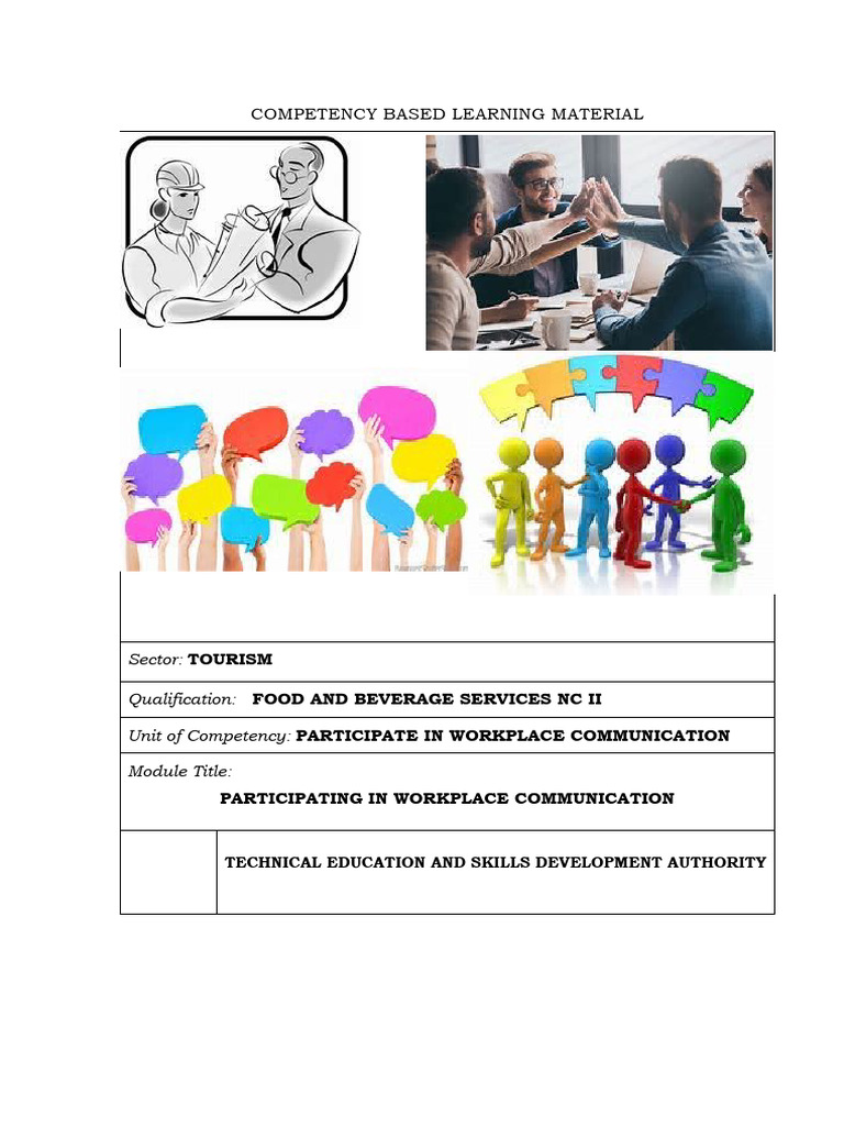 CBLM Participate in Workplace Comm. NC Ii | PDF | Communication | Information