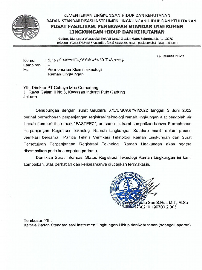 Surat Keterangan PT CMC 2023 | PDF