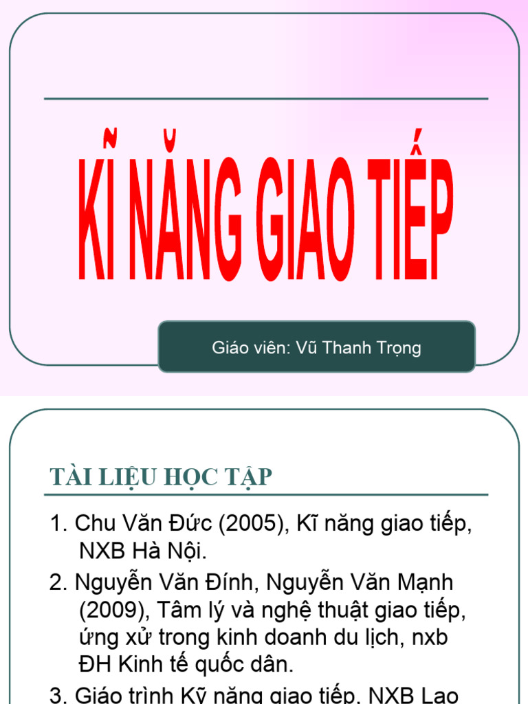 KY NANG GIAO TIEP - KNGT | PDF