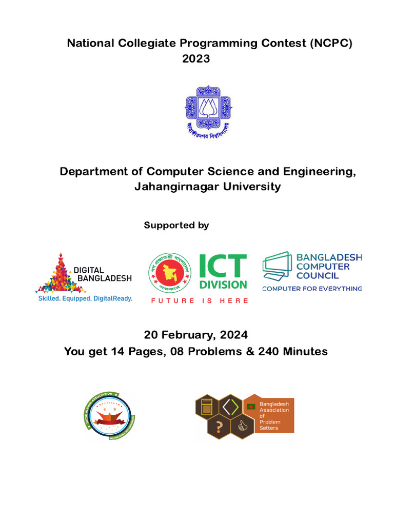 JU NCPC 2023 - Preliminary Contest Online | PDF | Theoretical Computer ...