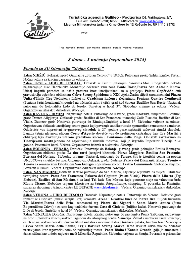 Italija Septembar 2024 | PDF