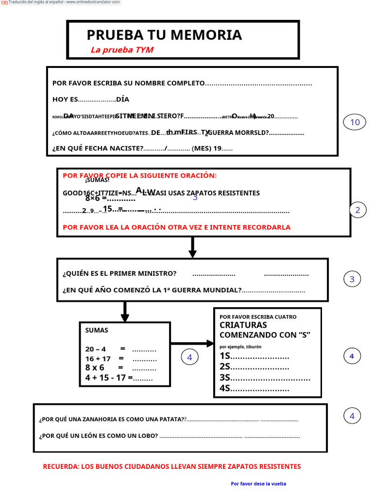 TYM Test - En.es | PDF