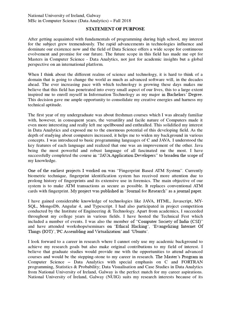 SOP - NUIG - GYE06 - Krishani Mehta | PDF | Science | Analytics