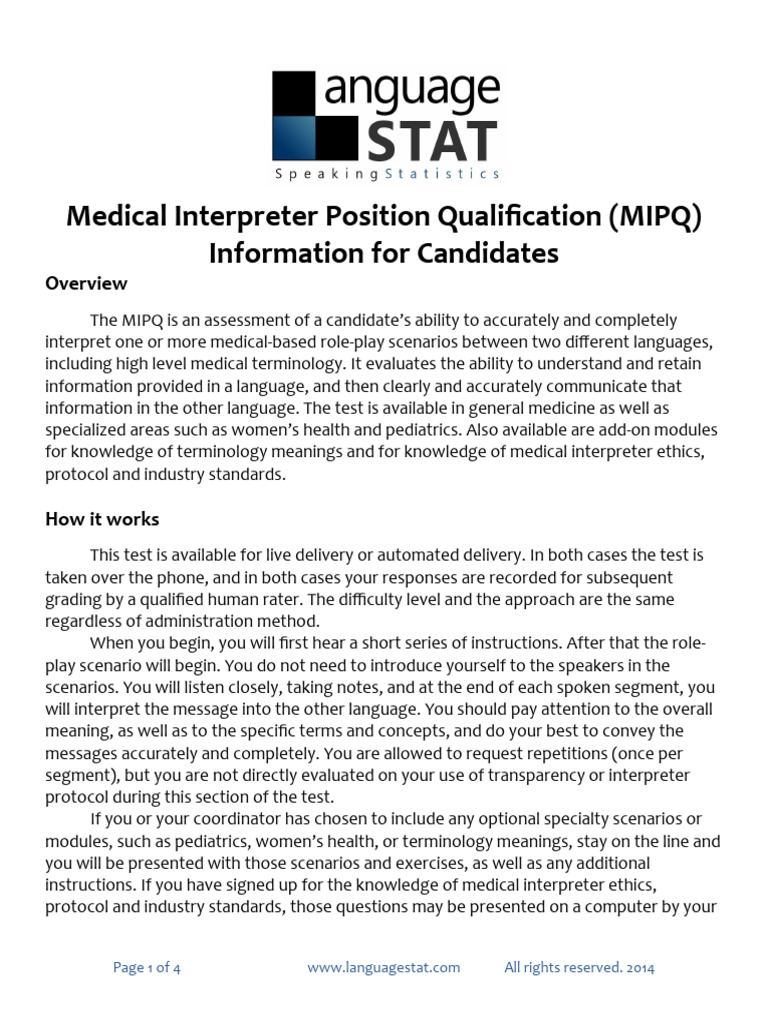 MIPQ Candidate Information Packet withFAQ | PDF | Language Interpretation | Accent ...