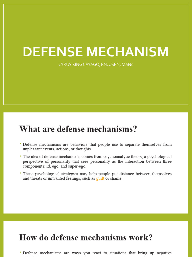 Defense Mechanism | PDF | Feeling | Psychology