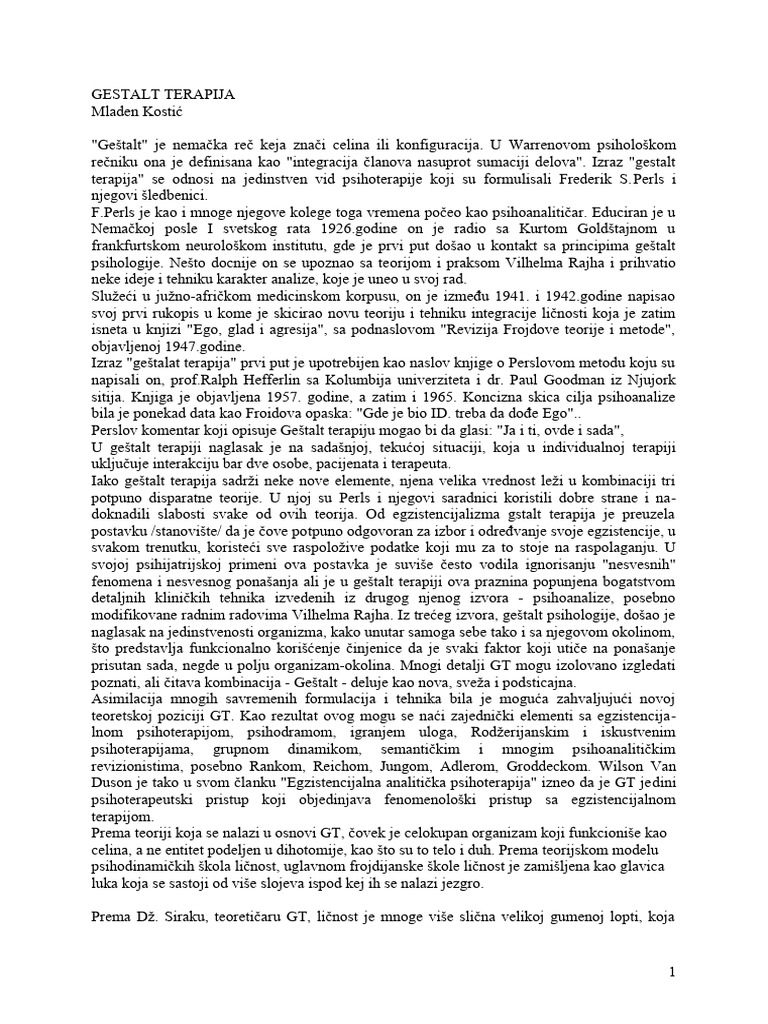 Gestalt Terapija | PDF