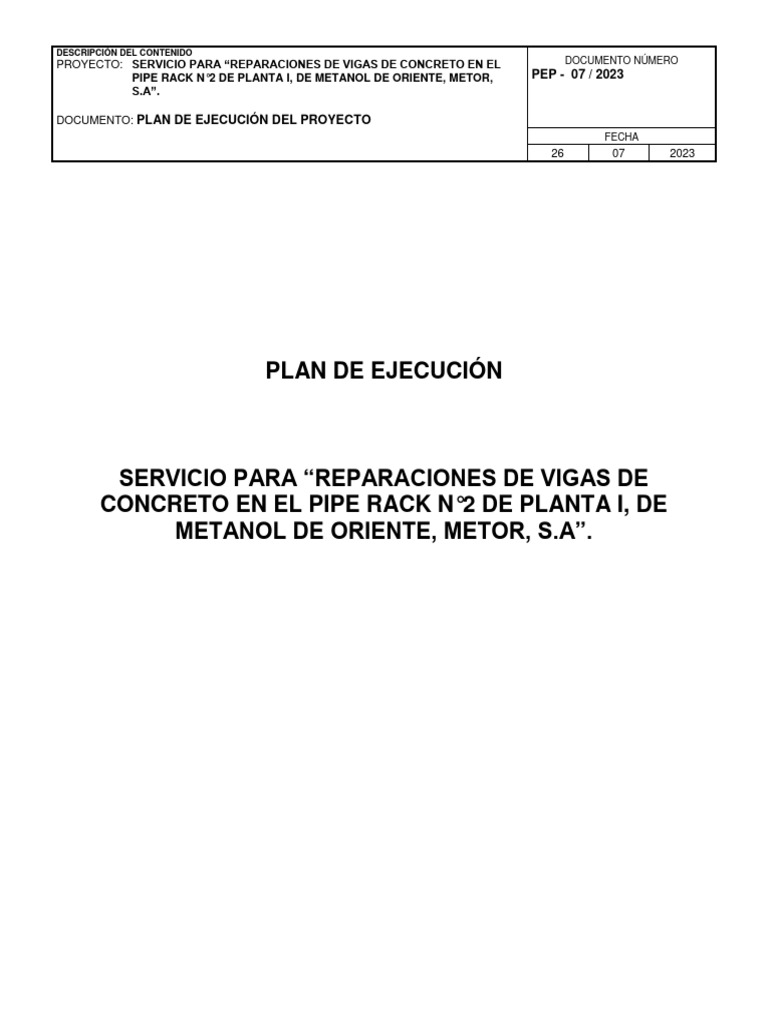 Plan de Ejecucion - Piperack N2 Planta I - Rev 2 28-07 | PDF | Hormigón | Acero