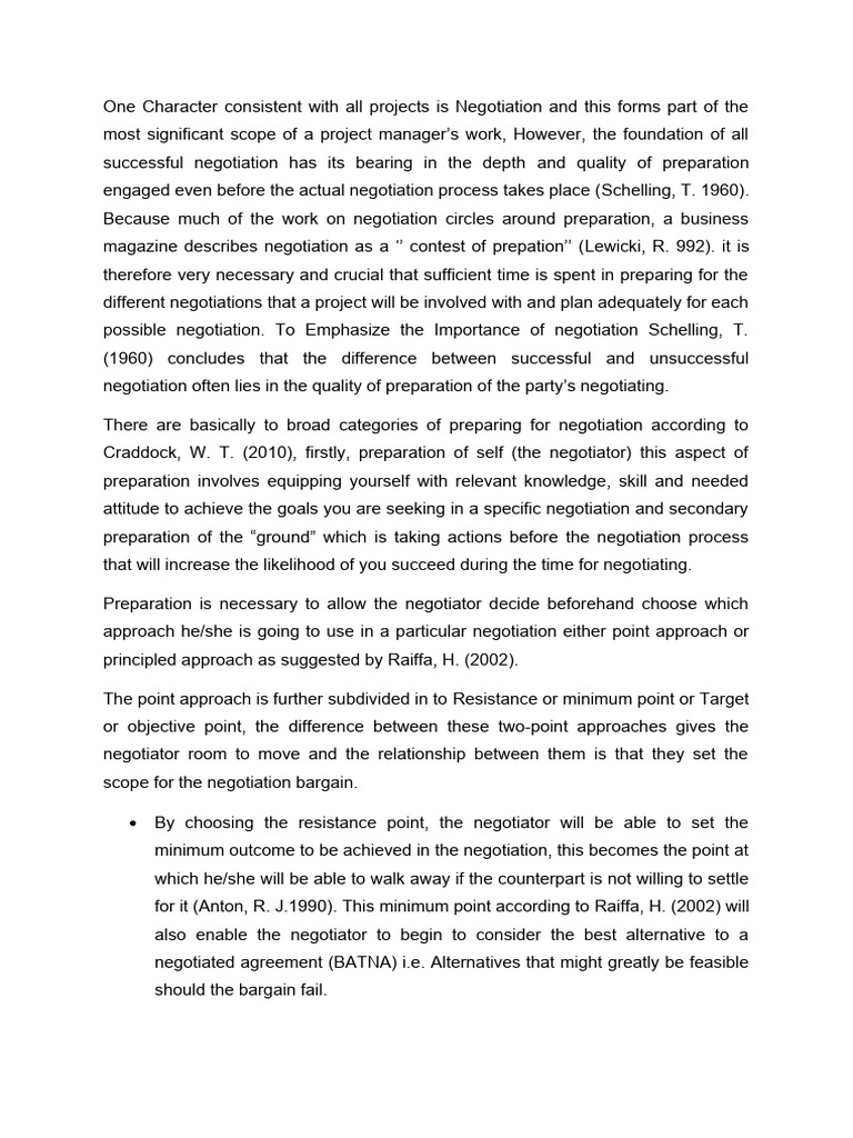 One Character Consistent With All Projects Is Negotiation and This Forms Part of The Most ...