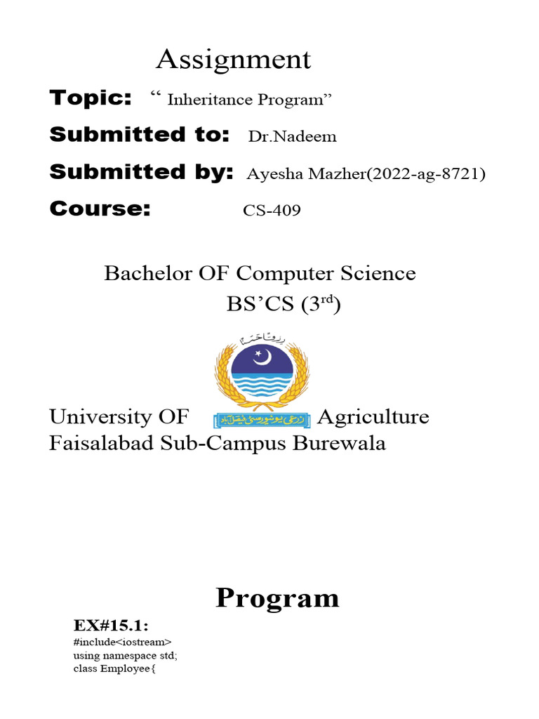 Assignment OOP (2022-AG-8721) | PDF | Computer Programming | Software Engineering
