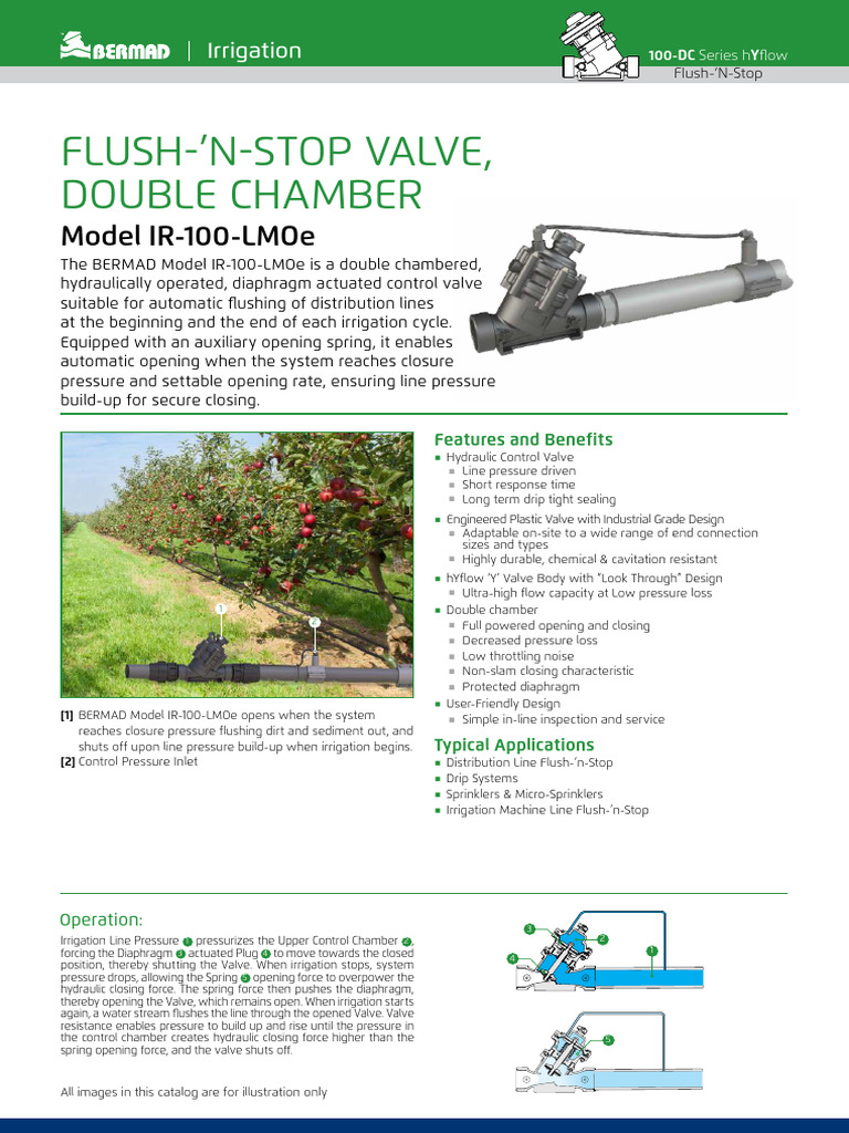 BERMAD IR-100-LMOe Flush Valve Guide | PDF | Valve | Irrigation