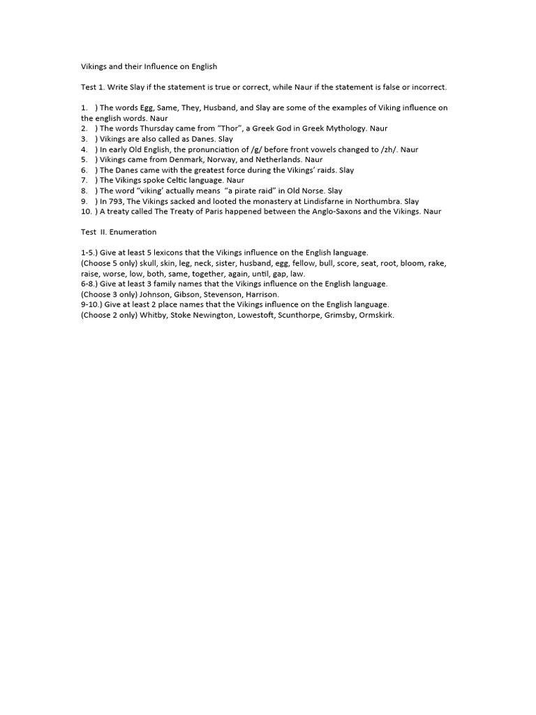 Vikings and Their Influence On English | PDF