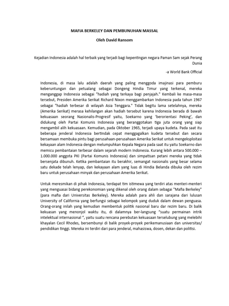 "Mafia Berkeley dan Kudeta 1965" | PDF