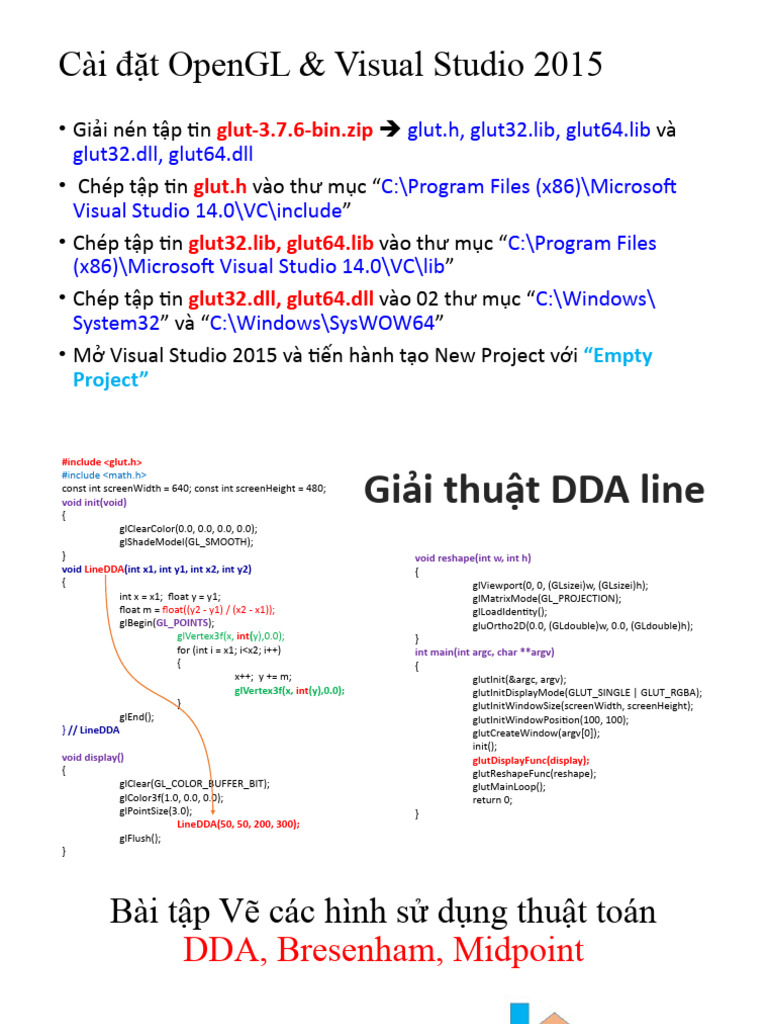 Cài Đặt Opengl & Visual Studio 2015: Glut-3.7.6-Bin.Zip Glut.H Glut32.Lib, Glut64.Lib Glut32.Dll ...