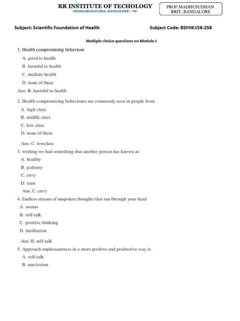 SFH-Module Wise MCQs | PDF | Alcoholism | Foods