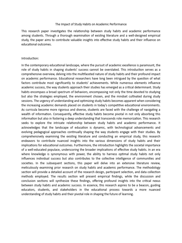 Study Habits Impact on Academic Success | PDF | Learning | Habits