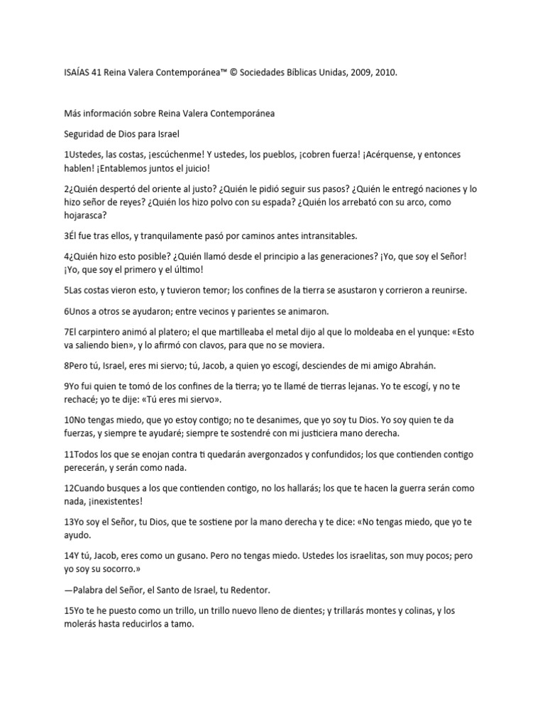 IsaÍas 41 Reina Valera Contemporánea Pdf Jacob Abrahán